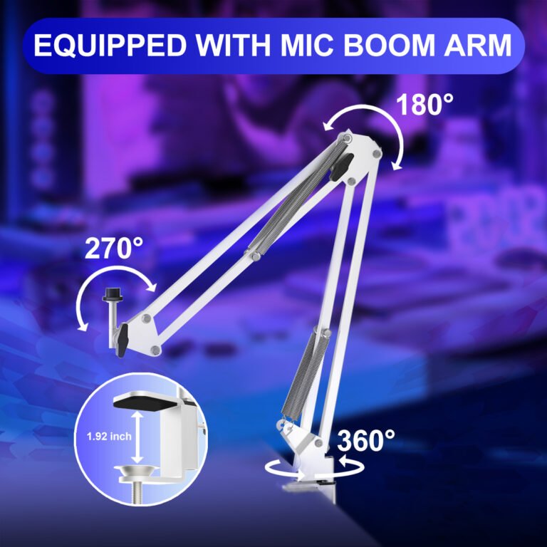 ZealSound USB Condenser Microphone with RGB Lights, One-Touch Mute ...