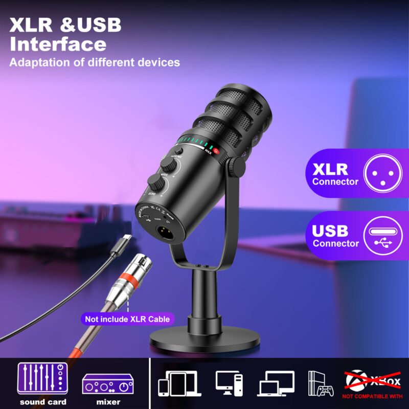 ZealSound Professional USB Condenser Microphone, Metal Reverb Noise ...