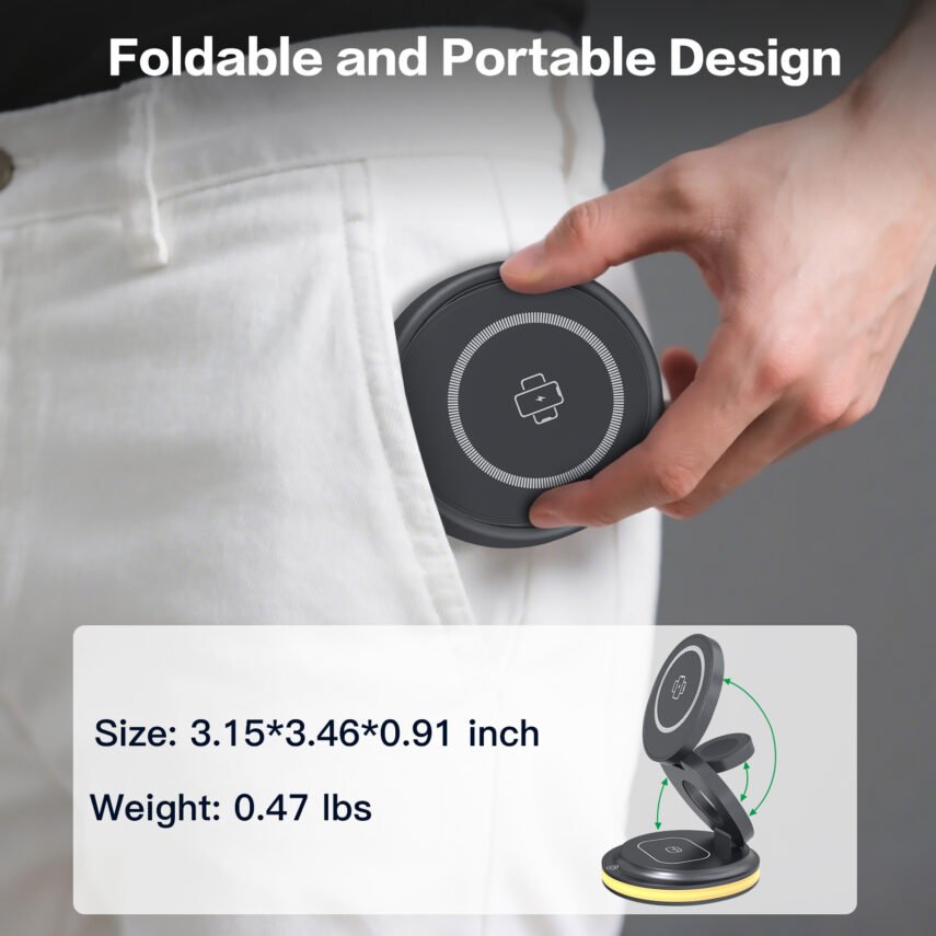 ZealSound Wireless Charger Magnetic 3 in 1,Foldable Wireless Charging ...
