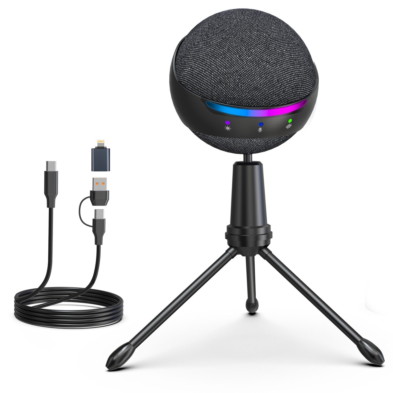 ZealSound Gaming USB Microphone KM8S,Noise Cancellation Condenser mic ...